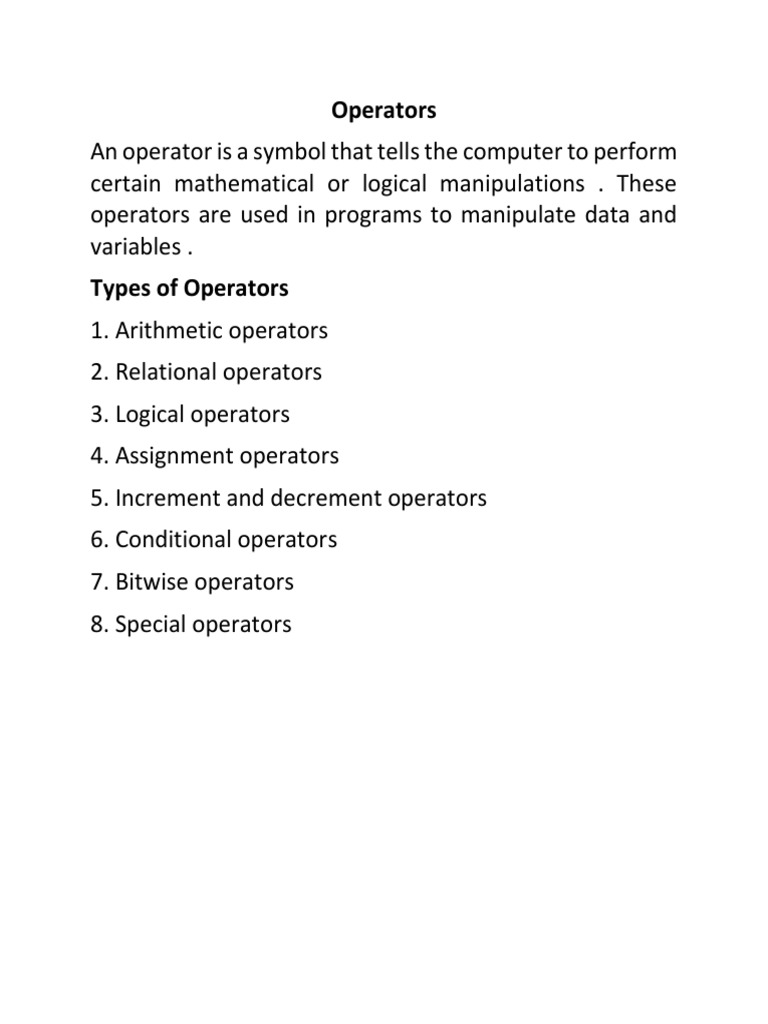 Operators | PDF | Computers
