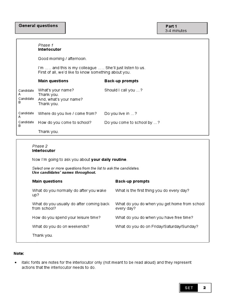 Form 4 English Speaking Test Guide | PDF | Games & Activities | Self ...