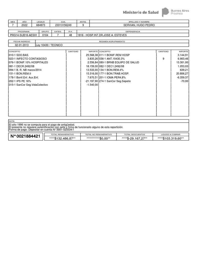 CUIL y Detalles de Remuneración | PDF