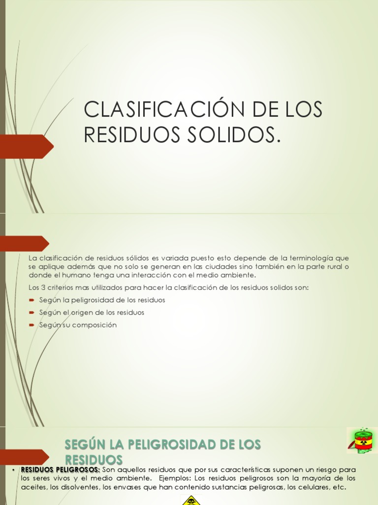 CLASIFICACION_DE_LOS_RESIDUOS_SOLIDOS-cp2 (1) | PDF | Residuos | Reciclaje