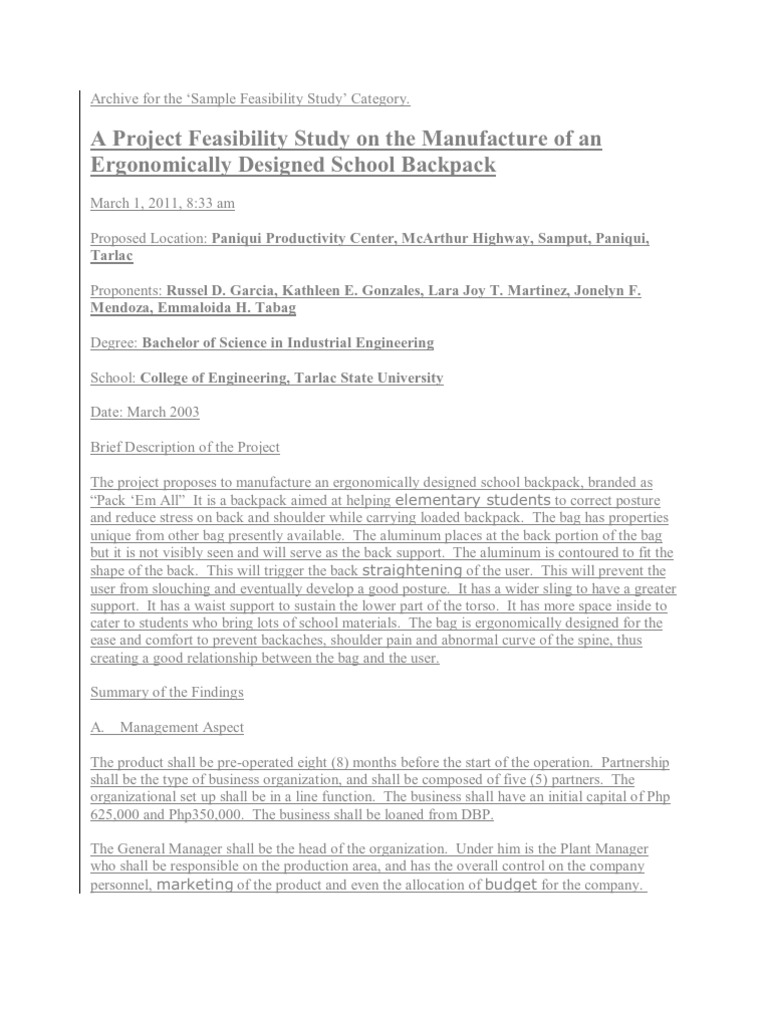 Feasibility Study Sample for Business | PDF | Employment | Sugarcane