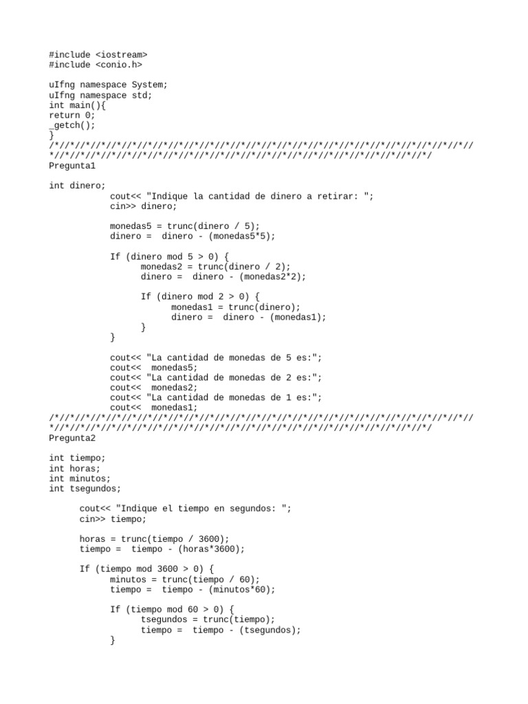 Colección de ejercicios condicionales en C++ | PDF | Notación | Grafemas