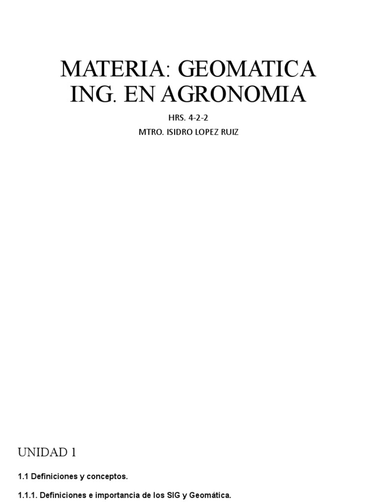 Unidad 1. Geomatica | PDF | Geomática | Sistema de información geográfica