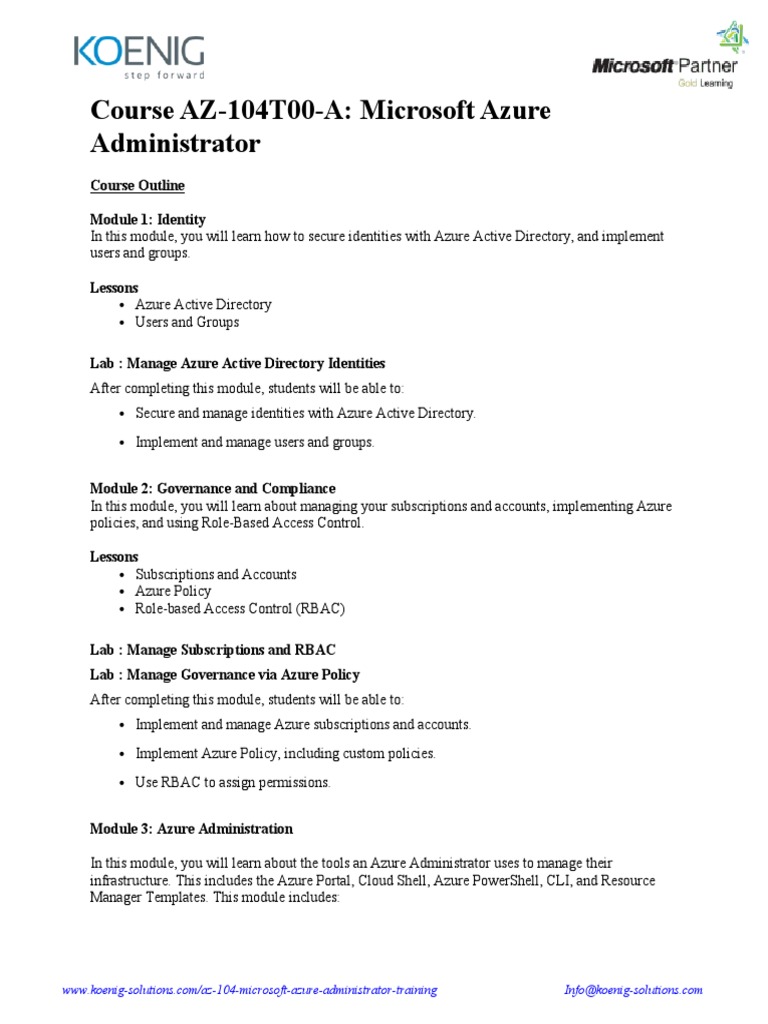 A Comprehensive Guide to the AZ-104 Microsoft Azure Administrator Certification Course Modules ...