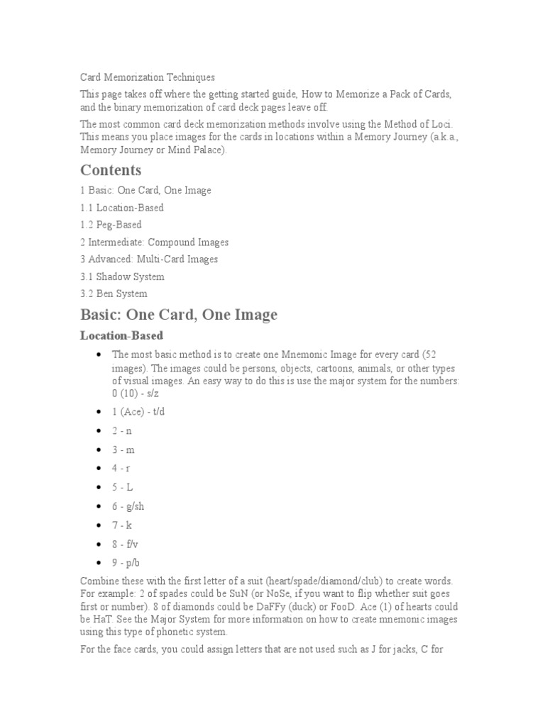 Techniques To Memorize A Deck PDF Free | PDF | Cognition | Cognitive Science