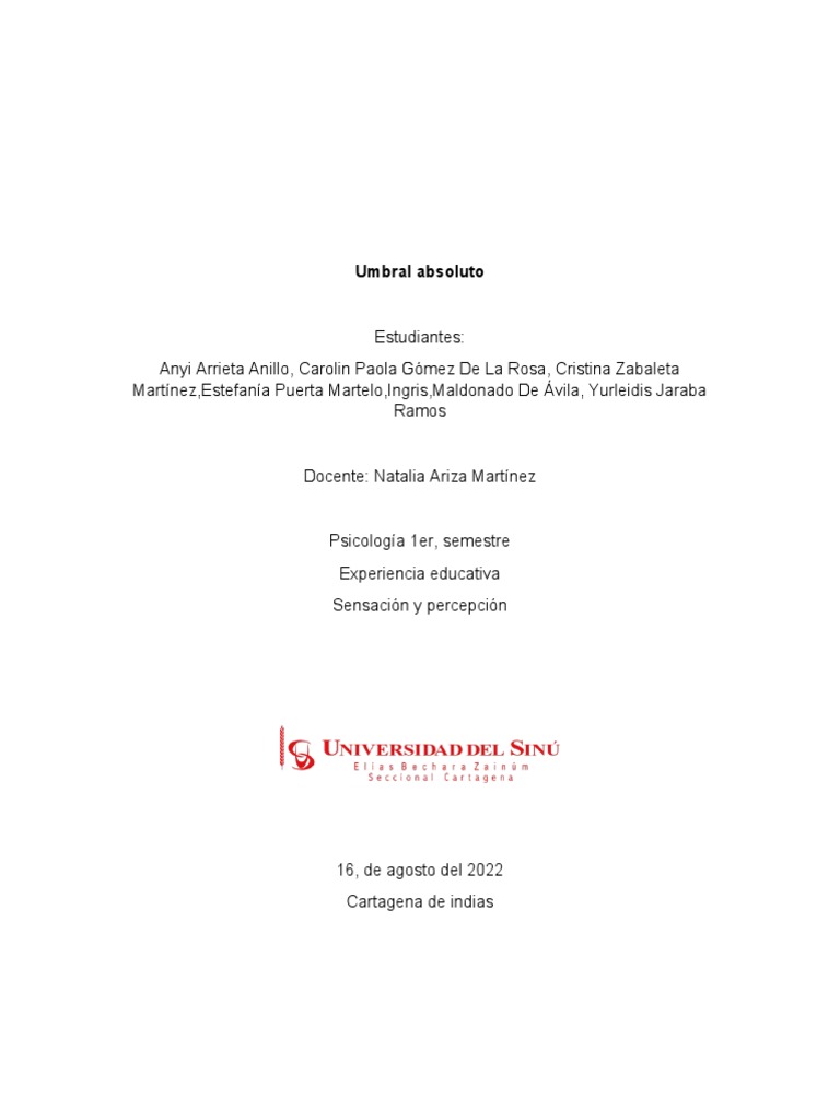 Definición y Aplicaciones del Umbral Absoluto | PDF | Psicología ...