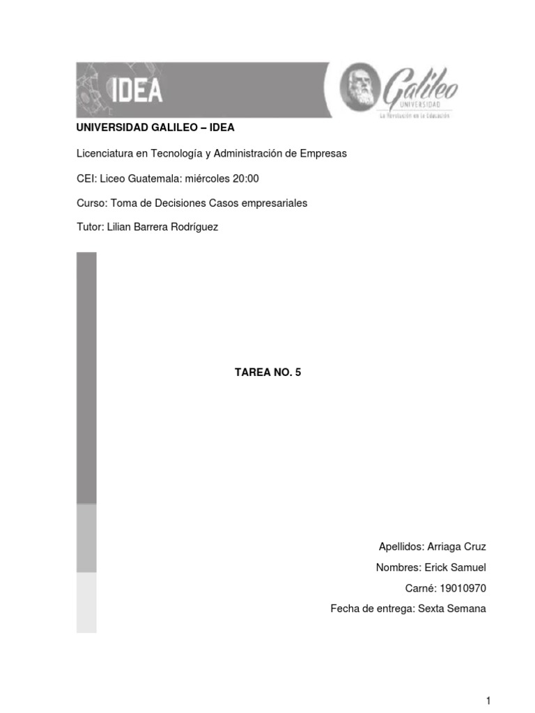 Tarea 5 Toma de Desiciones | PDF | Planificación de recursos empresariales | Informática
