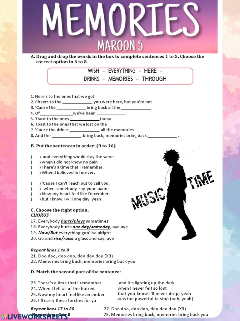 Maroon 5 "Memories" Lyrics Guide | PDF | Poetry