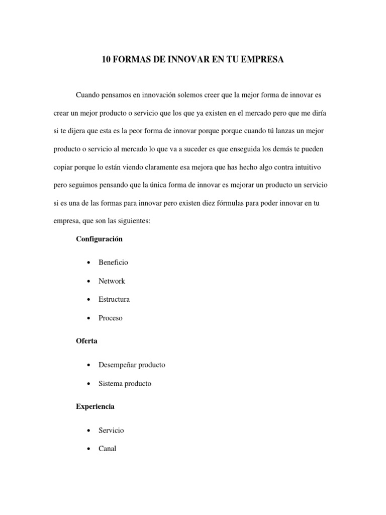 s10 Formas de Innovar en Tu Empresa | PDF | Marca | Producto (Negocio)