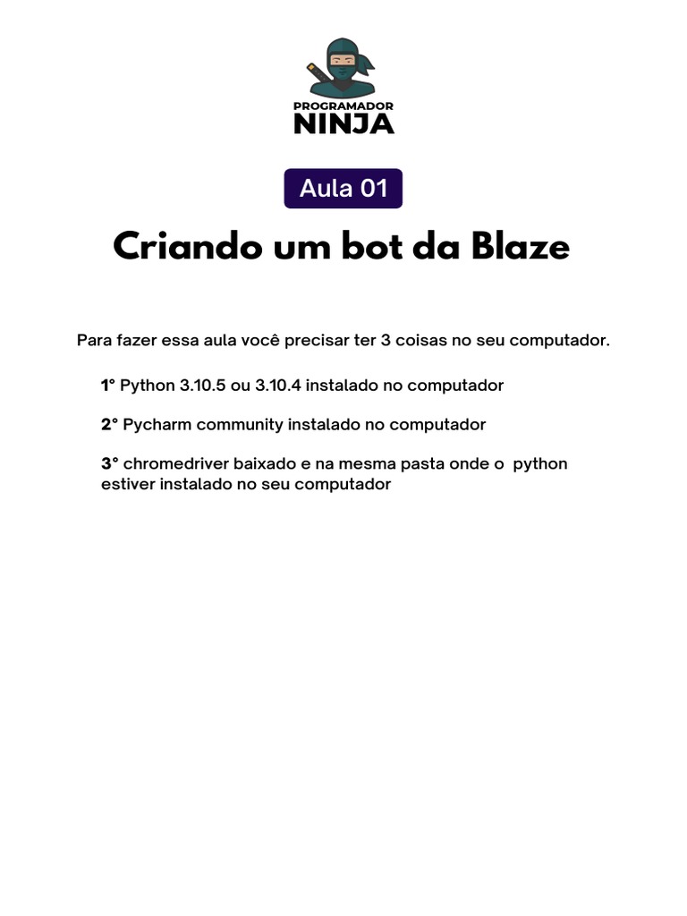 Criando um Bot na Blaze com Python | PDF | Python (linguagem de ...