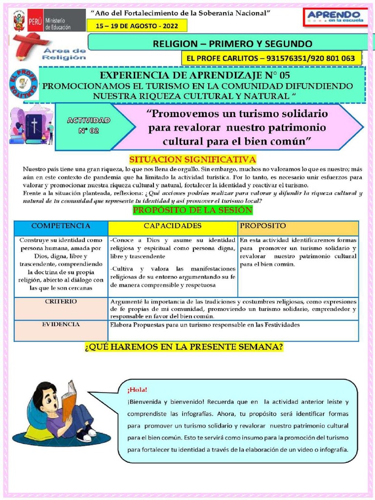 Experiencia de Aprendizaje 05 - Actividad 02 - 1ero y 2do - Religion - 00001 | PDF