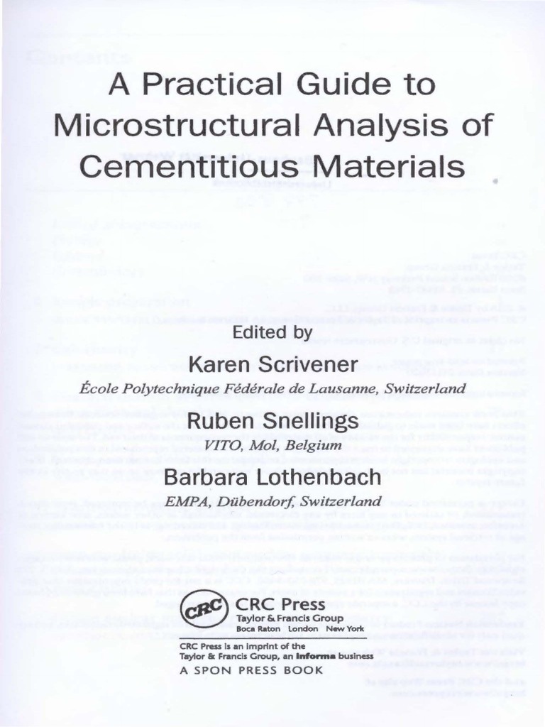 A Practical Guide To Microstructural Analysis of Cementitious Materials ...