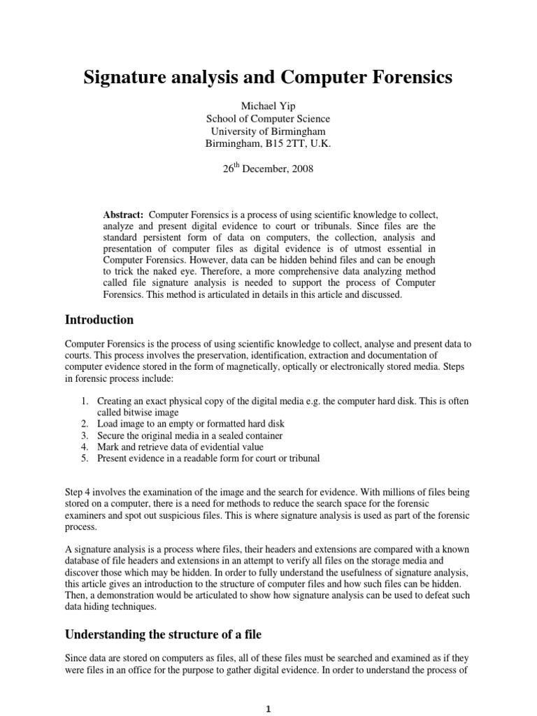Signature Analysis and Computer Forensics | PDF | File Format | Computer Forensics