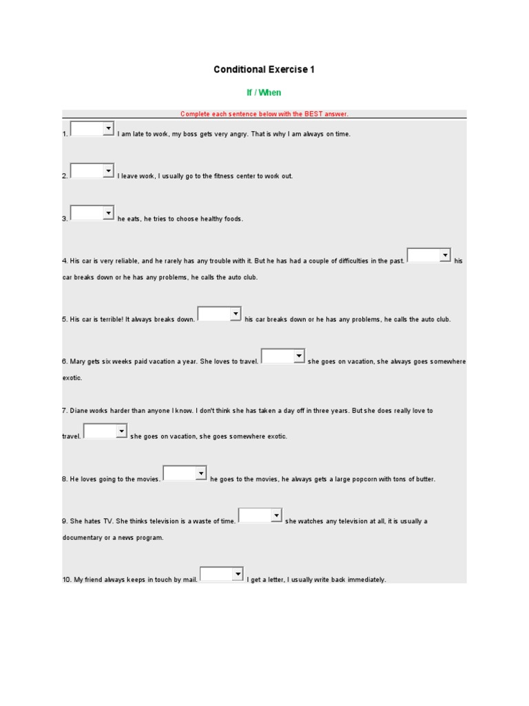 Mixed Conditional Exercises | PDF | Career & Growth | Self-Improvement