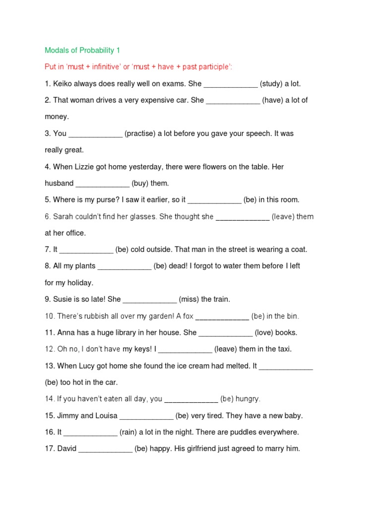 Exercise Modals of Probability 1 | PDF | Art