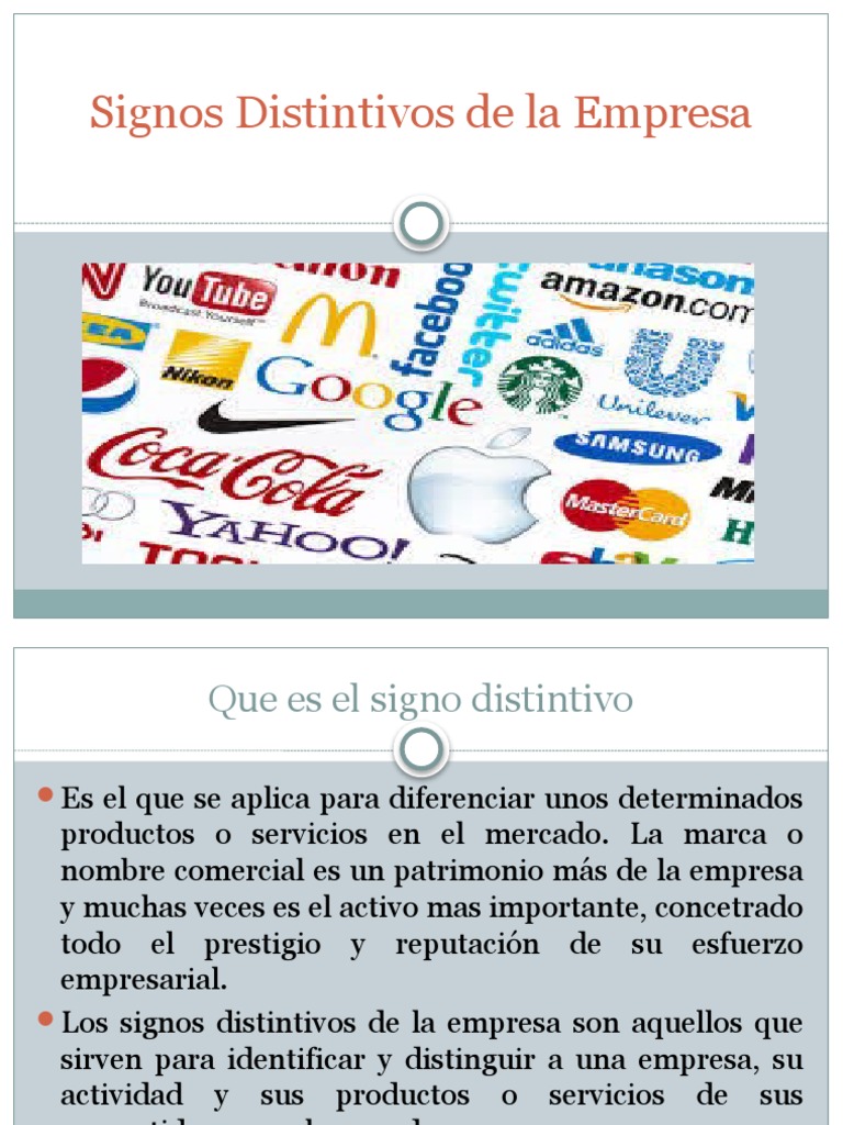 Los Signos Distintivos de la Empresa: Clasificación, Ejemplos y Protección Legal | PDF | Marca ...