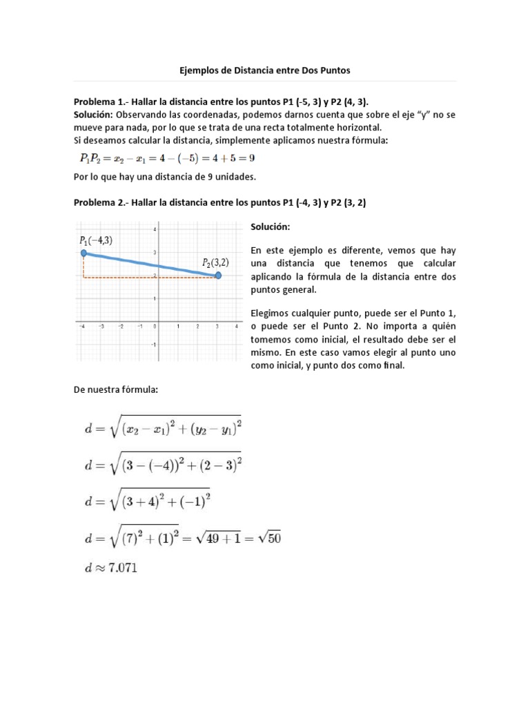 Ejemplos de Distancia Entre Dos Puntos | PDF