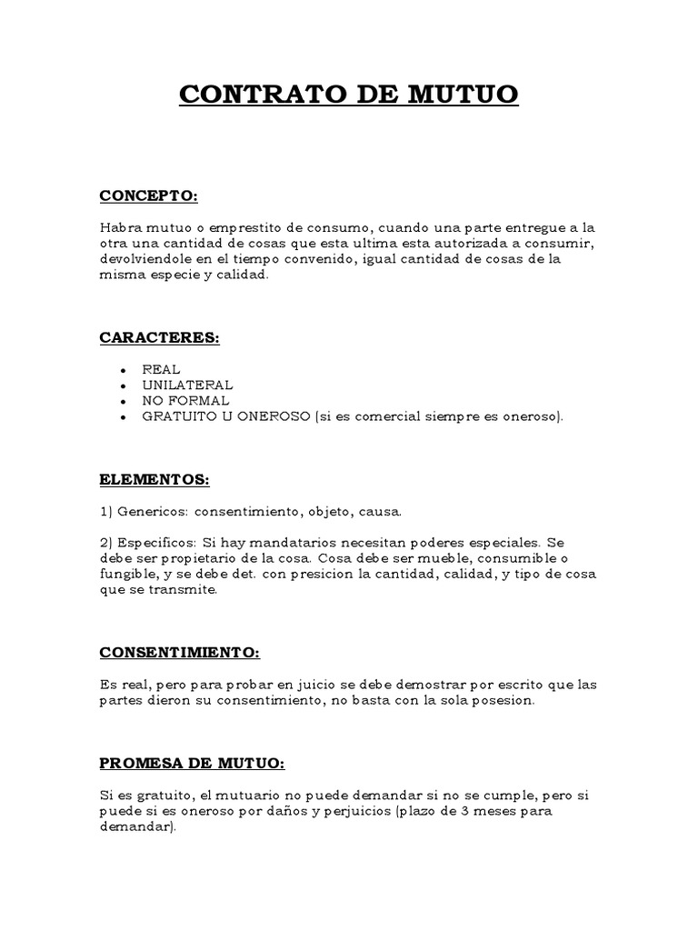 Contrato de Mutuo | PDF | Derecho privado | Ley común