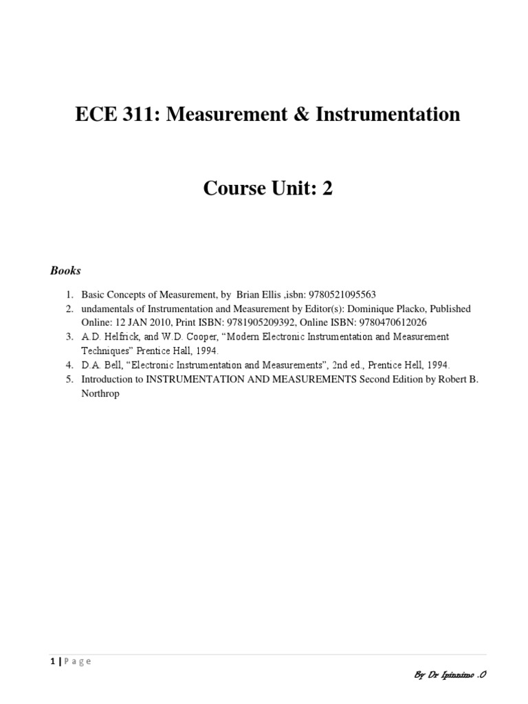 ECE 311: Measurement & Instrumentation | PDF | Measuring Instrument ...