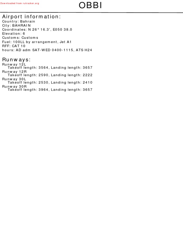 JeppView - OBBI (19 Charts) | PDF | Runway | Civil Engineering