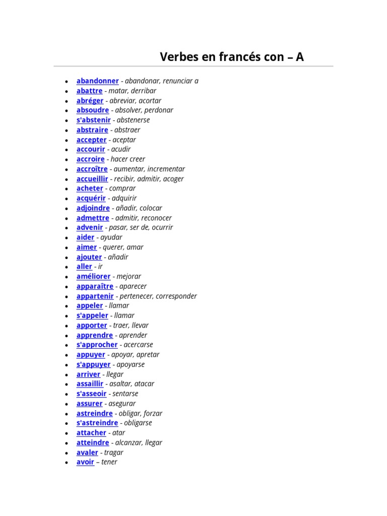 Verbes Francais | PDF