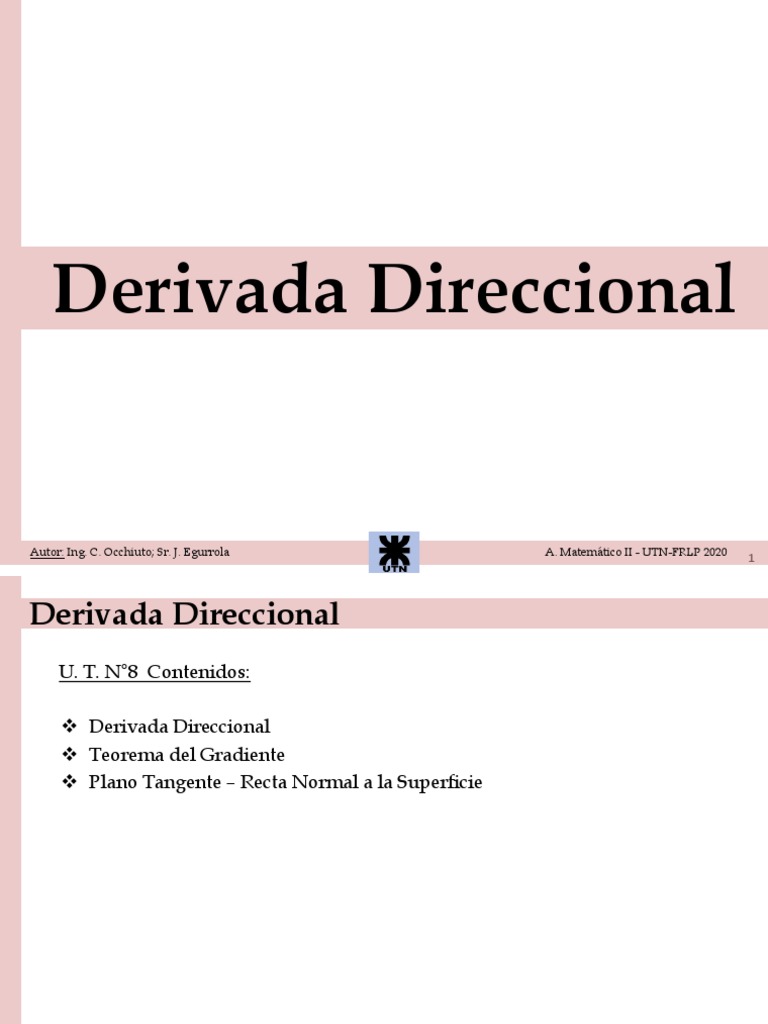 Derivada Direccional | PDF | Degradado | Vector Euclidiano