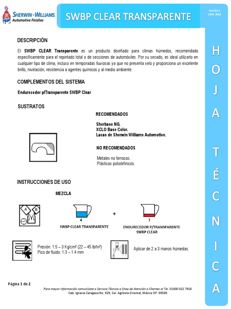 SWBP Clear Transparente: Ficha Técnica | PDF | Materiales | Química