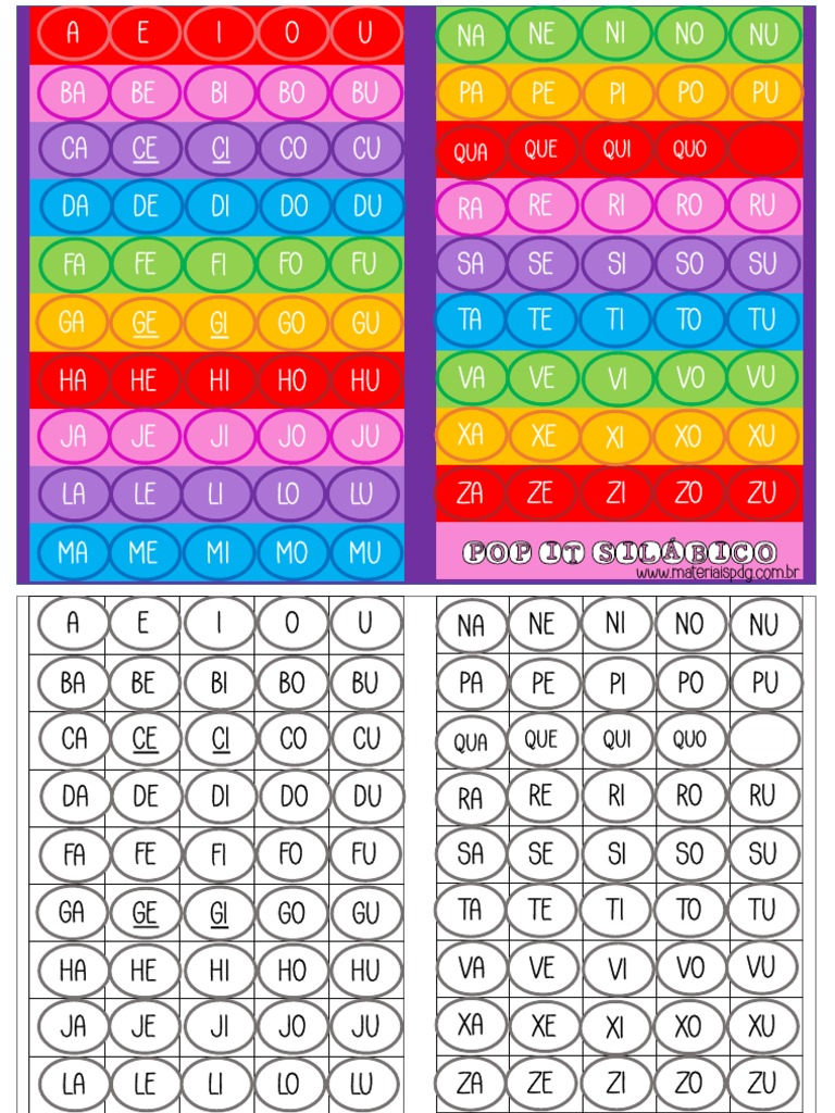 SILABÁRIO POP IT ALUNO - A4 - MATERIAISPDG | PDF