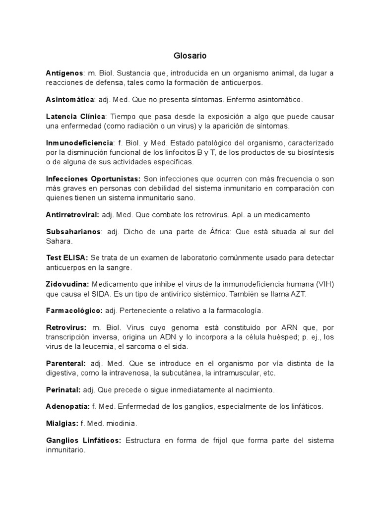 Glosario VIH | PDF | Manejo del VIH / SIDA | VIH