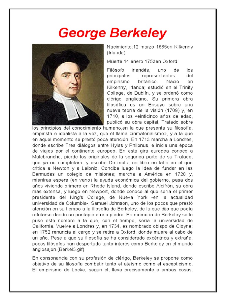 George Berkeley | PDF | Realidad | Mente