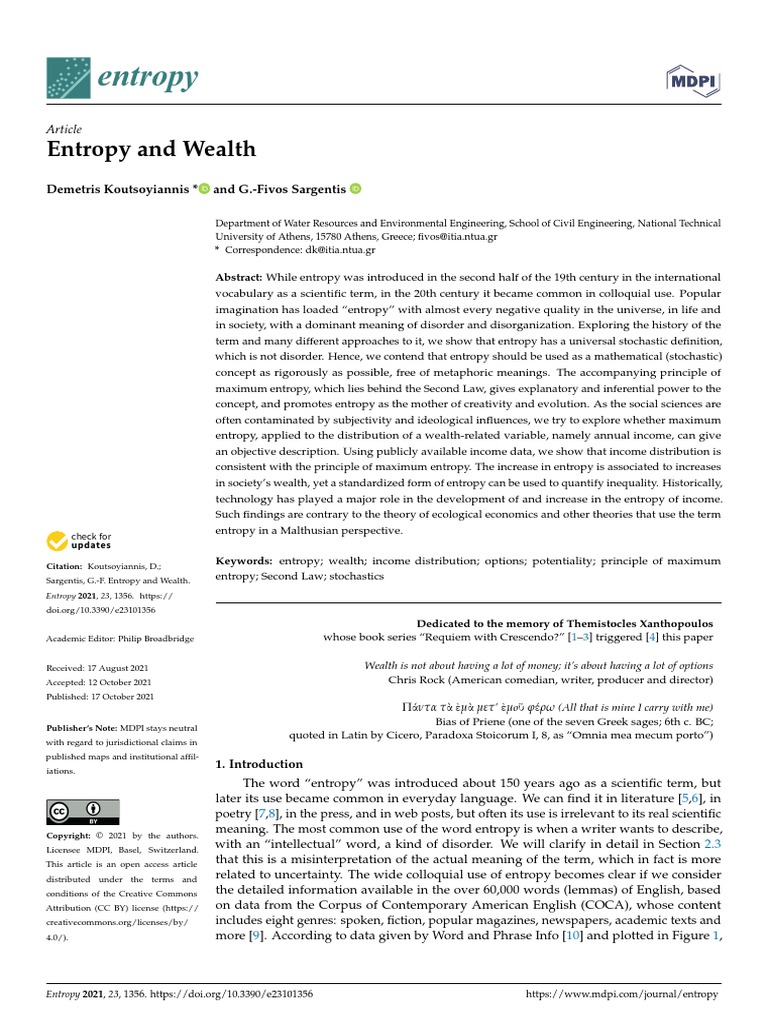 Entropy and Wealth | PDF | Entropy | Thermodynamics