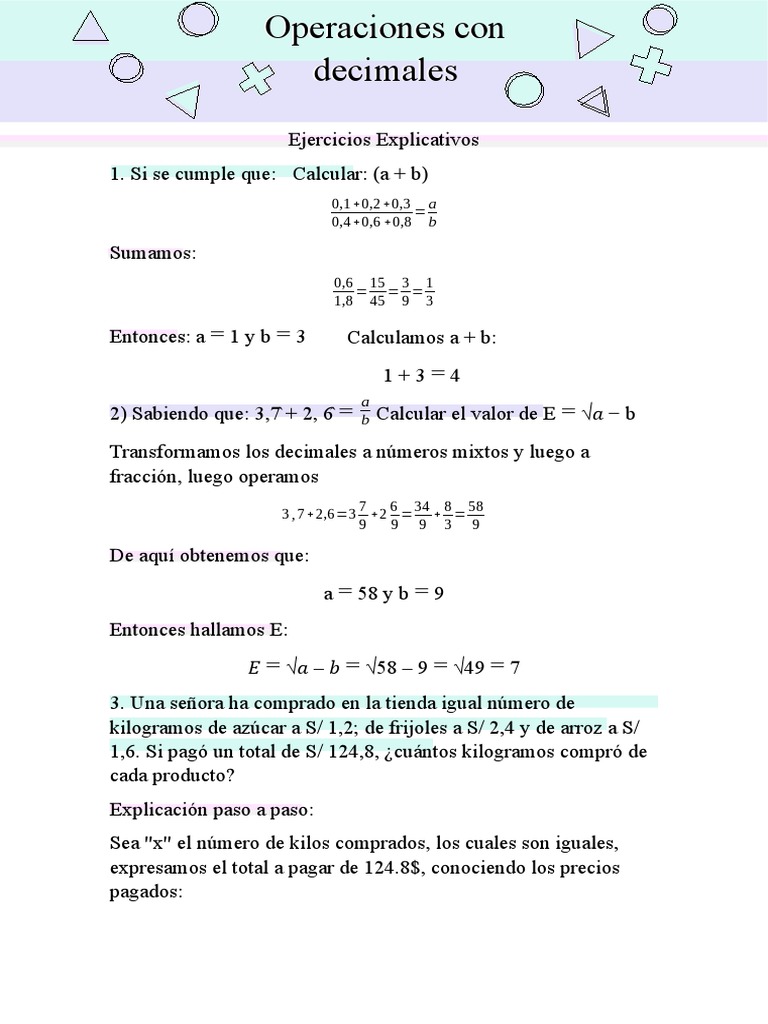 Operacion Con Decimales | PDF