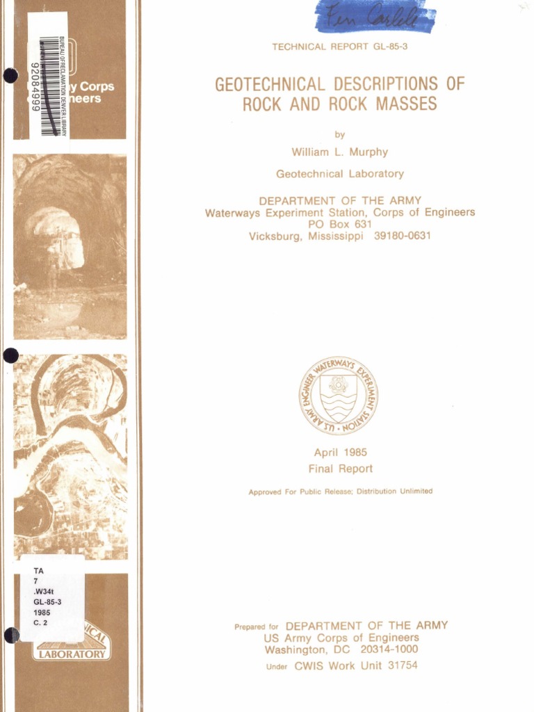 Geotechnical Descriptions of Rock and Rock Masses: Iy Corps Neers | PDF ...