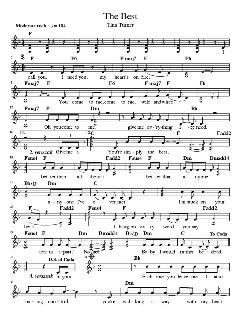 Tina Turner - The_Best v1 sheet music | PDF | Songs Written