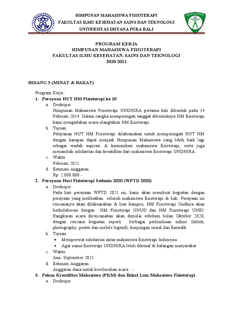 Program Kerja Bidang 3 | PDF