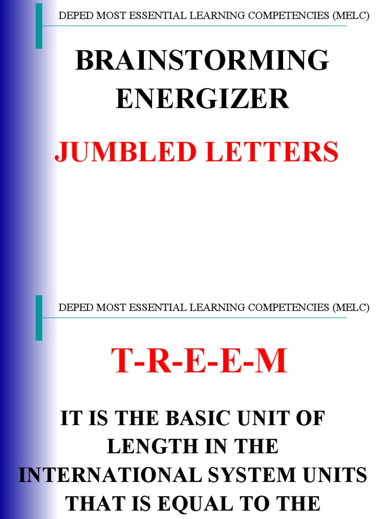 Brainstorming Energizer: Jumbled Letters | PDF | Force | Velocity