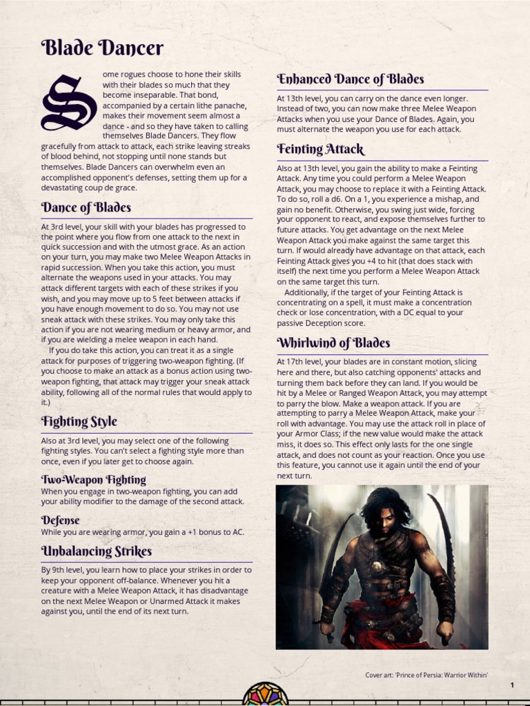 Blade Dancer Class Overview | PDF