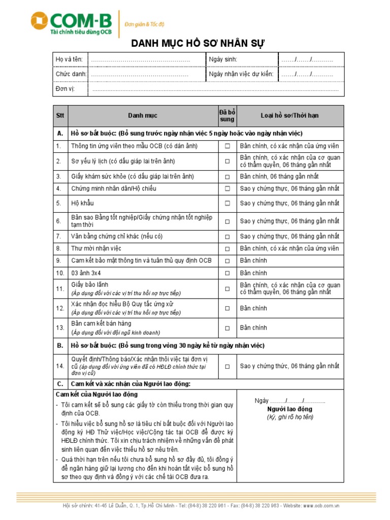 8. Danh muc ho so nhan su | PDF