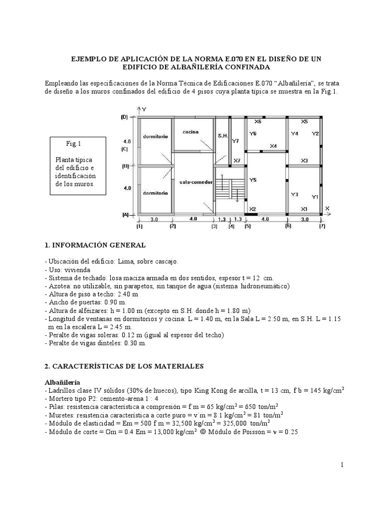 Diseño Edificio Albañileria Confinada | PDF | Rigidez | Hormigón