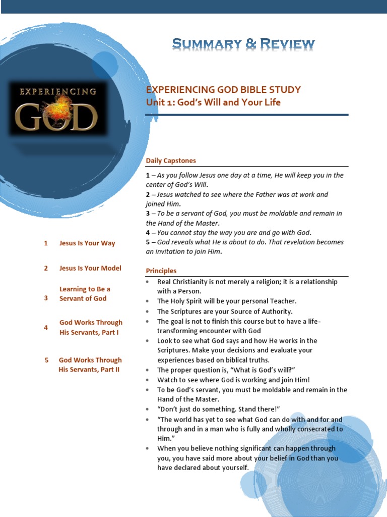 EXPERIENCING GOD BIBLE STUDY REVIEW Unit 1 | PDF | God | Revelation