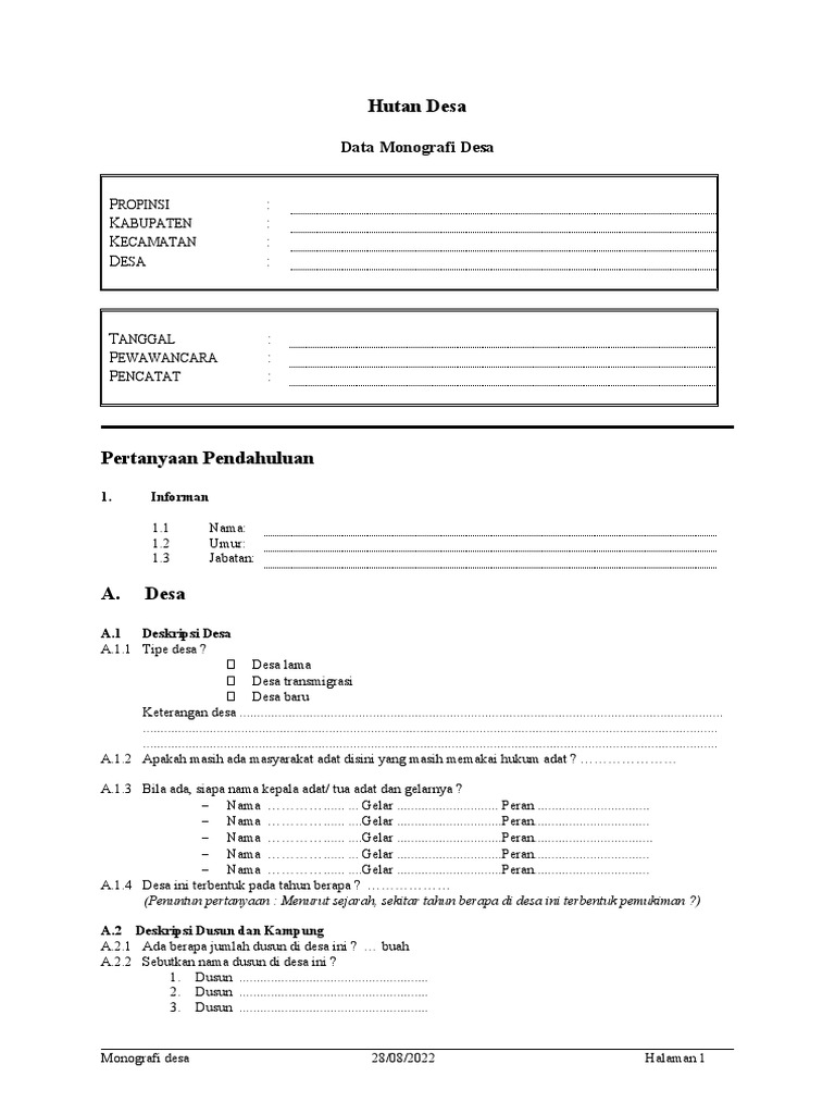 Monografi Desa: Data dan Analisis | PDF