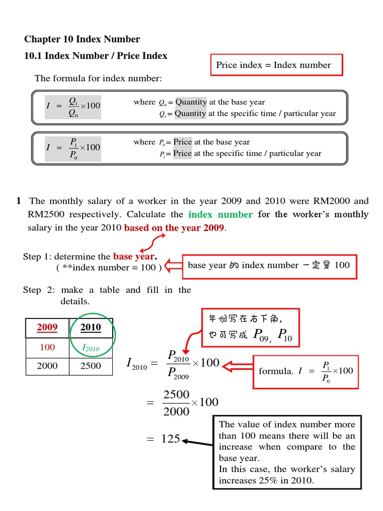 Chapter 10 Index Number 10.1 Index Number / Price Index | PDF ...