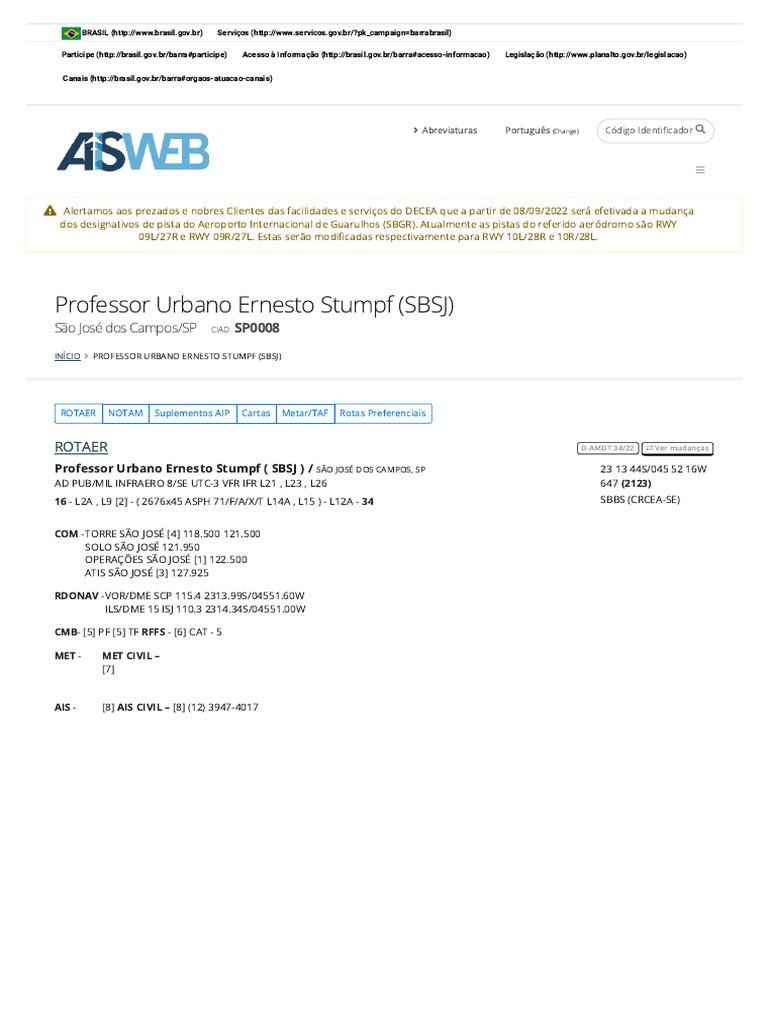 AISWEB - SBSJ | PDF | Aeronave | Infraestrutura de transporte