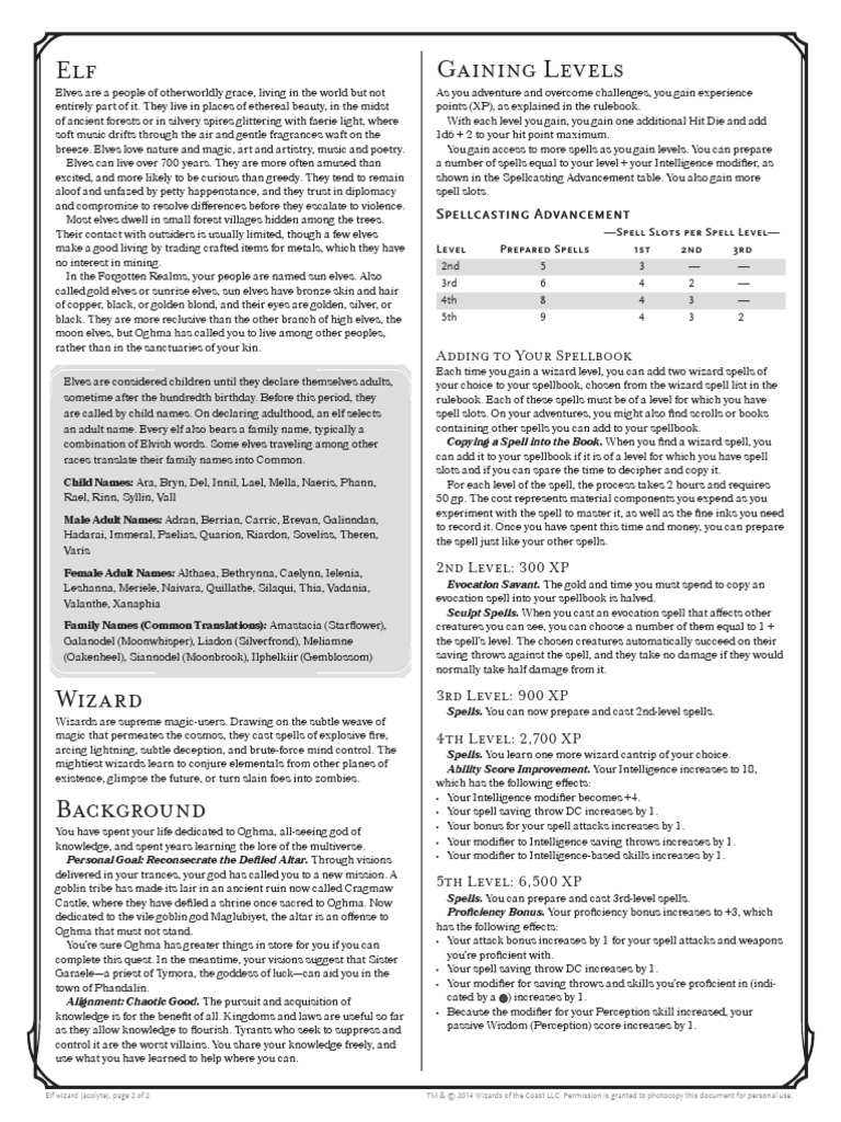 Elf Gaining Levels: Adding To Your Spellbook | PDF | Elves