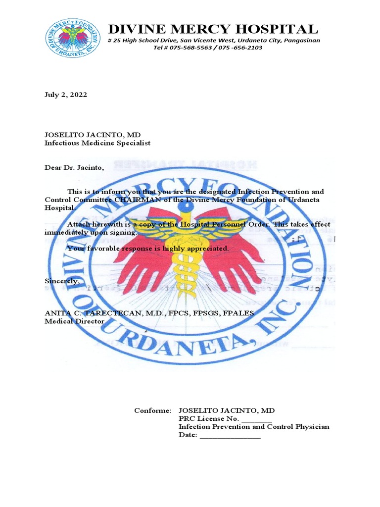 Hospital PERSONNEL ORDEr | PDF | Hospital | Doctor Of Medicine