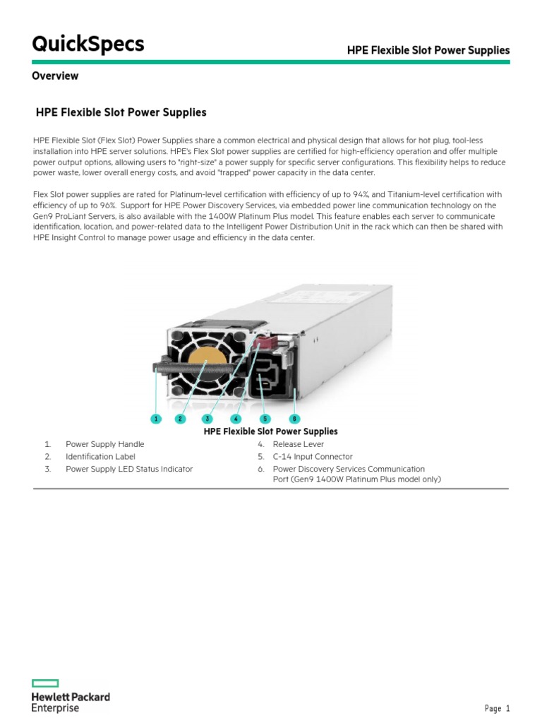 HPE Flexible Slot Power Supplies | PDF | Power Supply | Data Center
