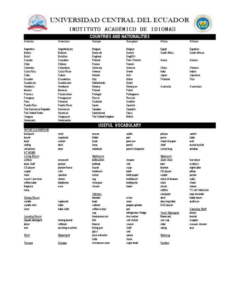 First Level Vocabulary IAI | PDF