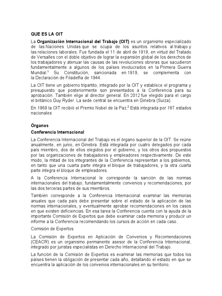 Que Es La Oit | PDF | Organización Internacional del Trabajo | Labor