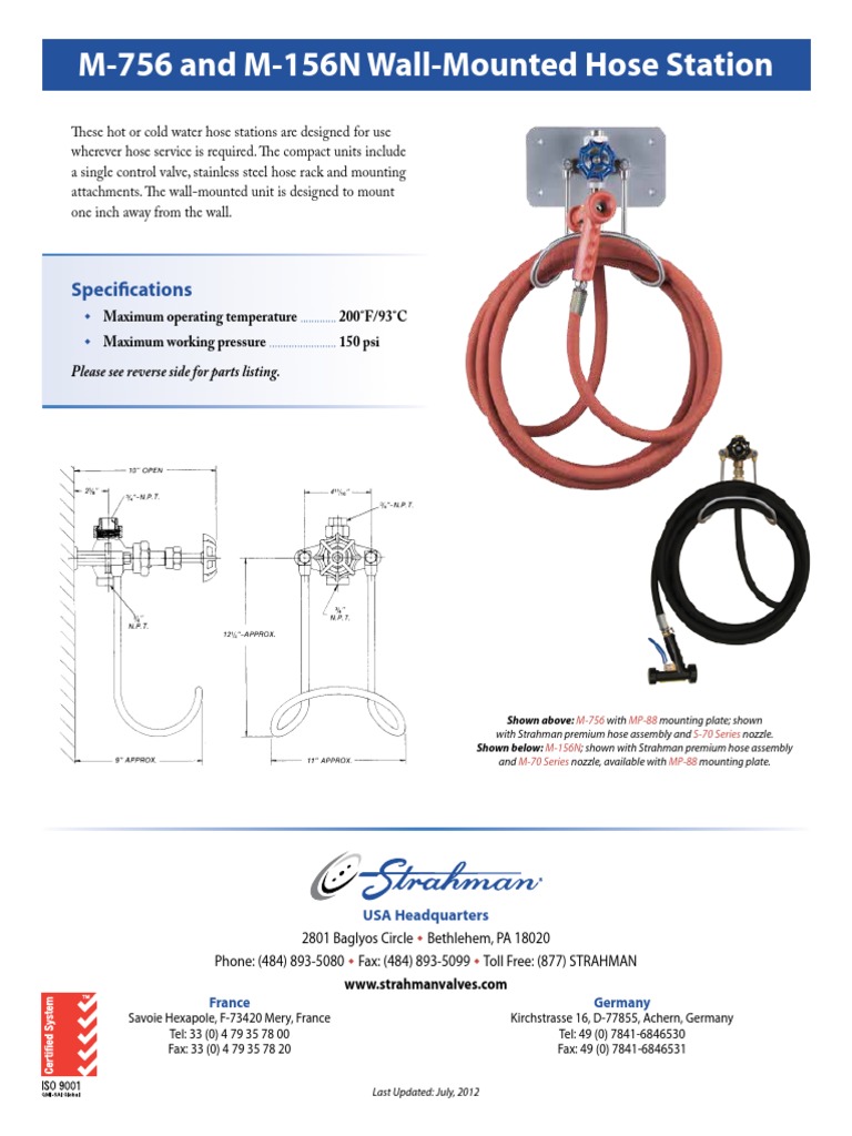 M-756 and M-156N Wall-Mounted Hose Station: Mixing Units-Hose Stations ...