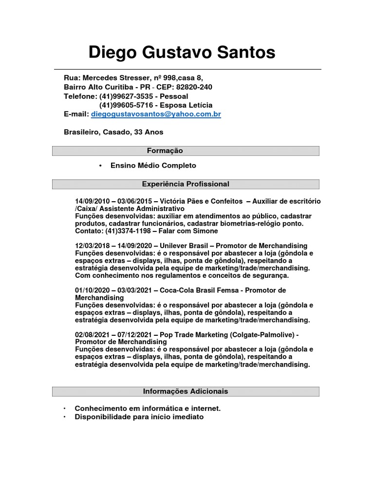 Currículo - Diego 2021 | PDF